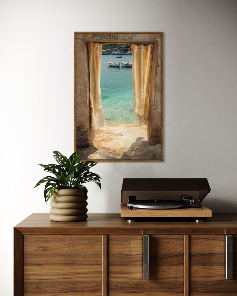 Coastal Door DIGITAL DOWNLOAD, Mediterranean Sea View Print, Boat Ocean ...