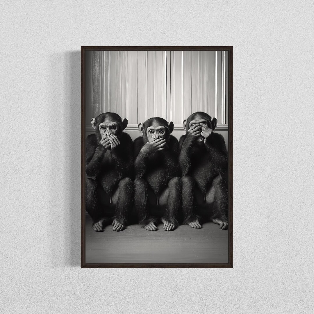 Three Monkeys Wall Art Digital Download Fun Animal Print Jungle Decor ...