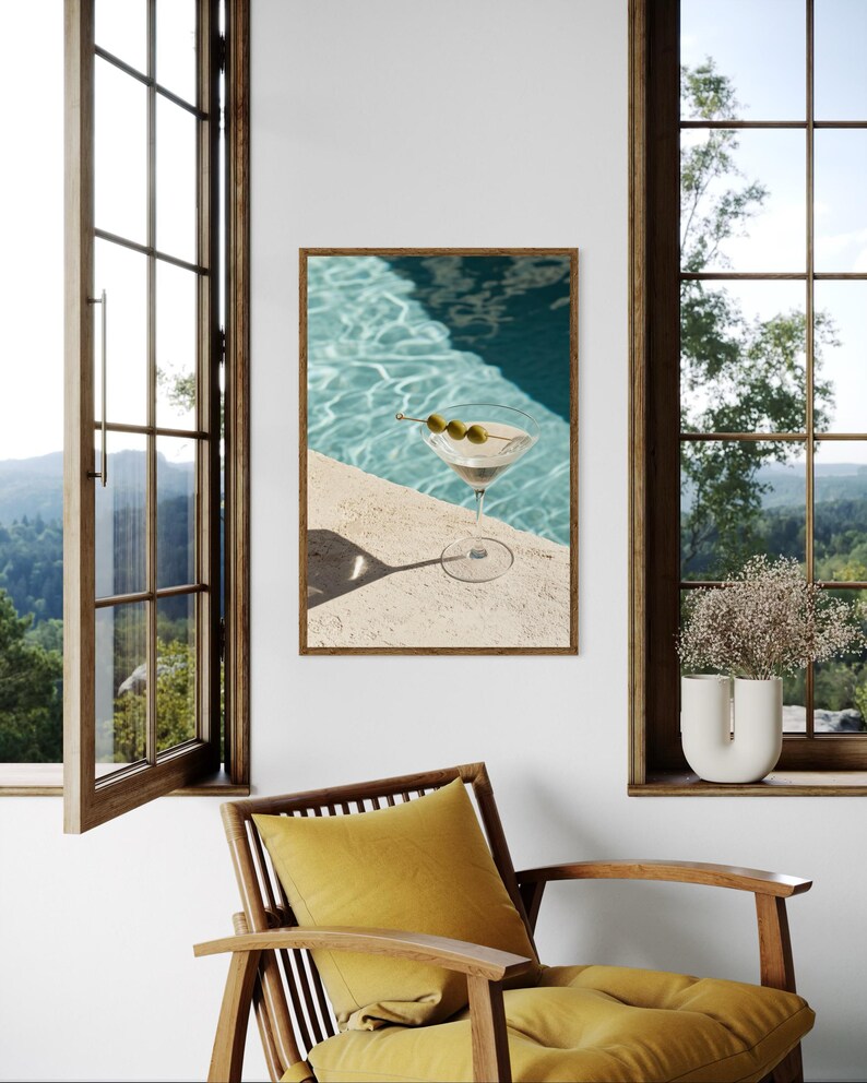 Martini Poolside DIGITAL DOWNLOAD, Tropical Cocktail Wall Art, Chic ...