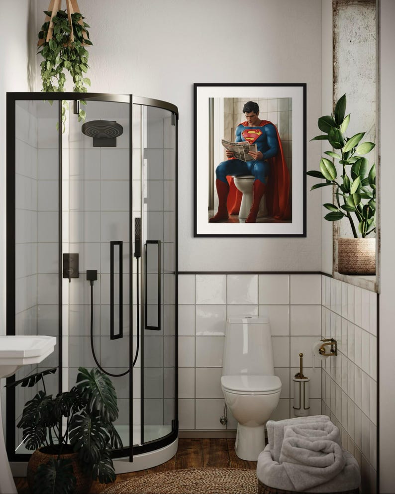 Superhero Bathroom Art Prints: Funny Comic Book Decor (set of 3 ...