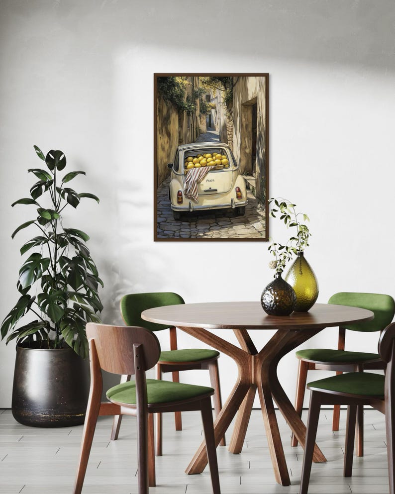 Vintage Fiat Lemon Print: Italian Street Scene Wall Art (digital ...