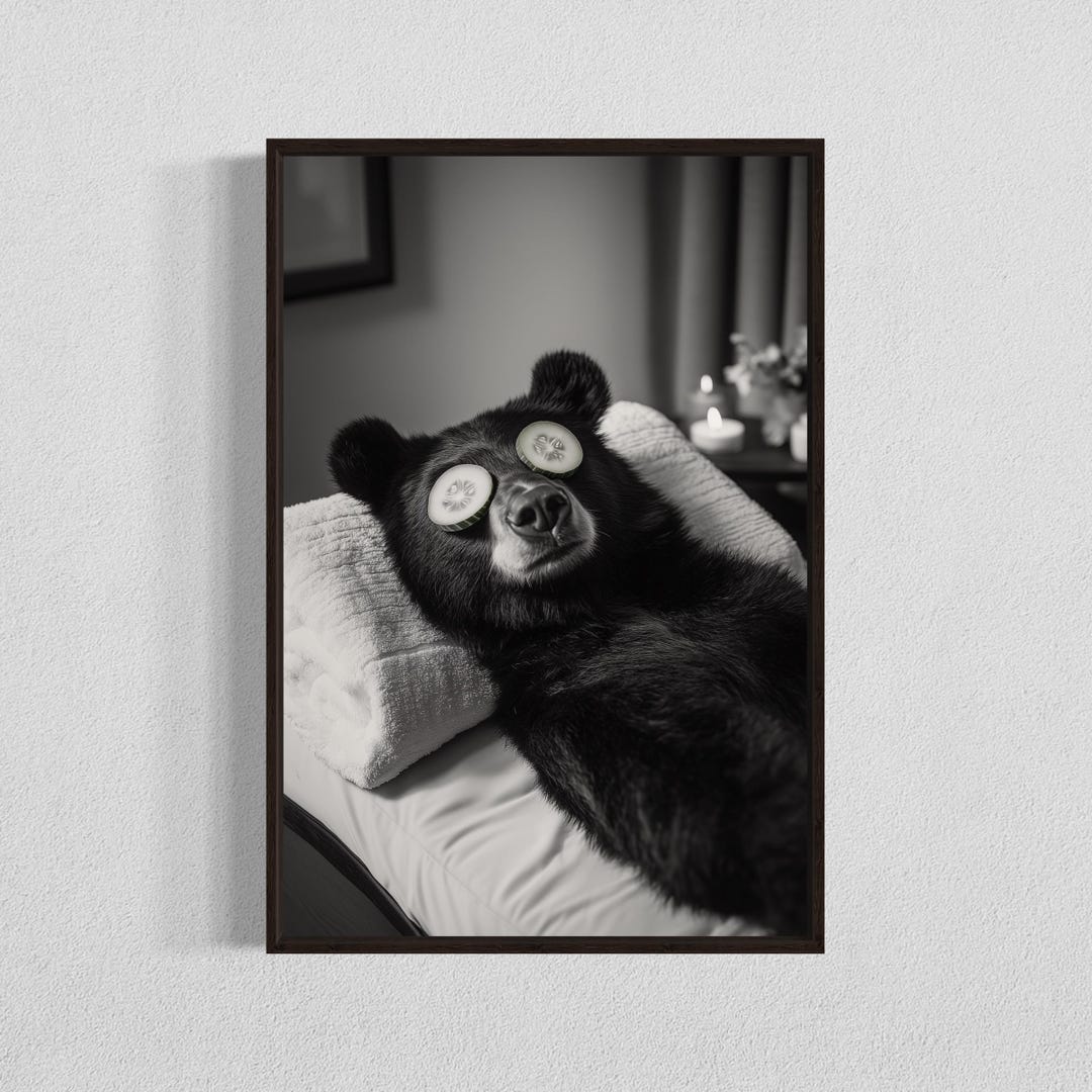 Spa Bear Art Print: Relaxing Animal Wall Decor (digital Download) - Etsy