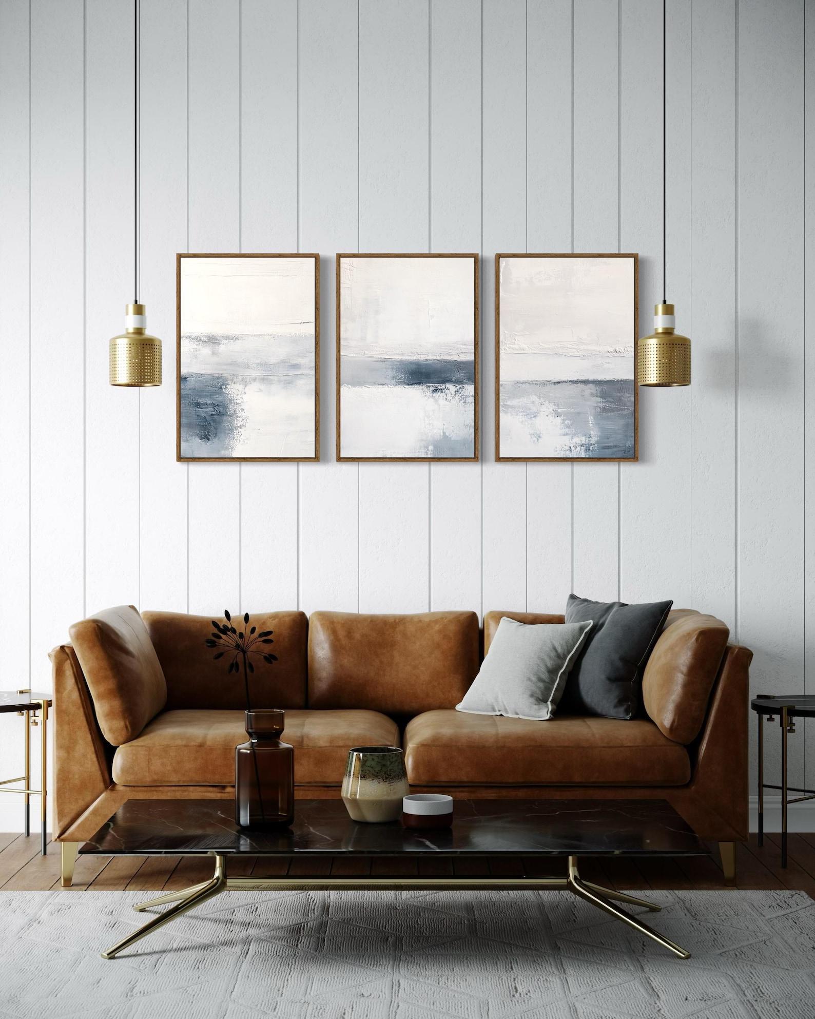 Set of 3 Minimalist Blue Abstract Prints ,modern Wall Art Digital ...
