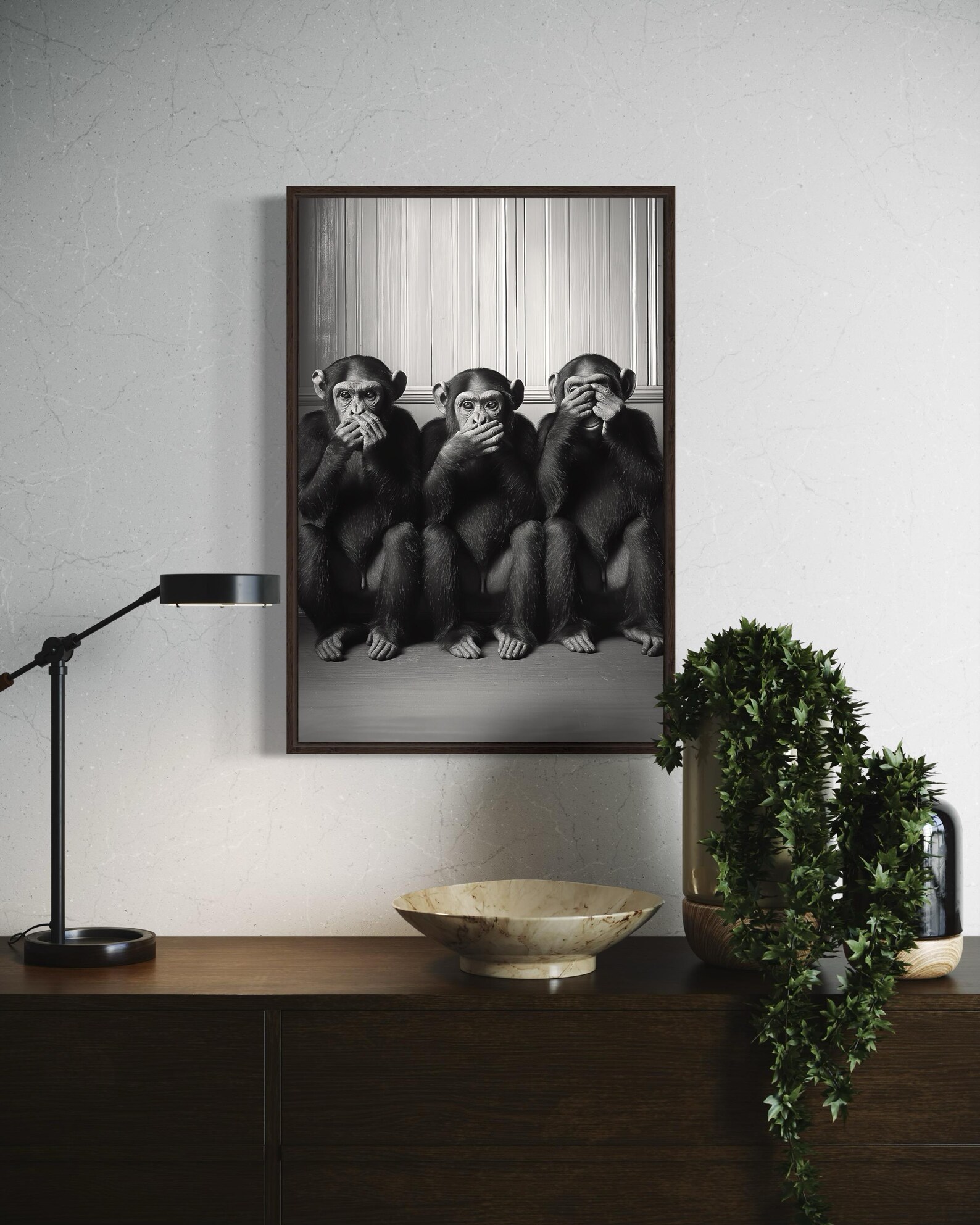 Three Monkeys Wall Art Digital Download Fun Animal Print Jungle Decor ...