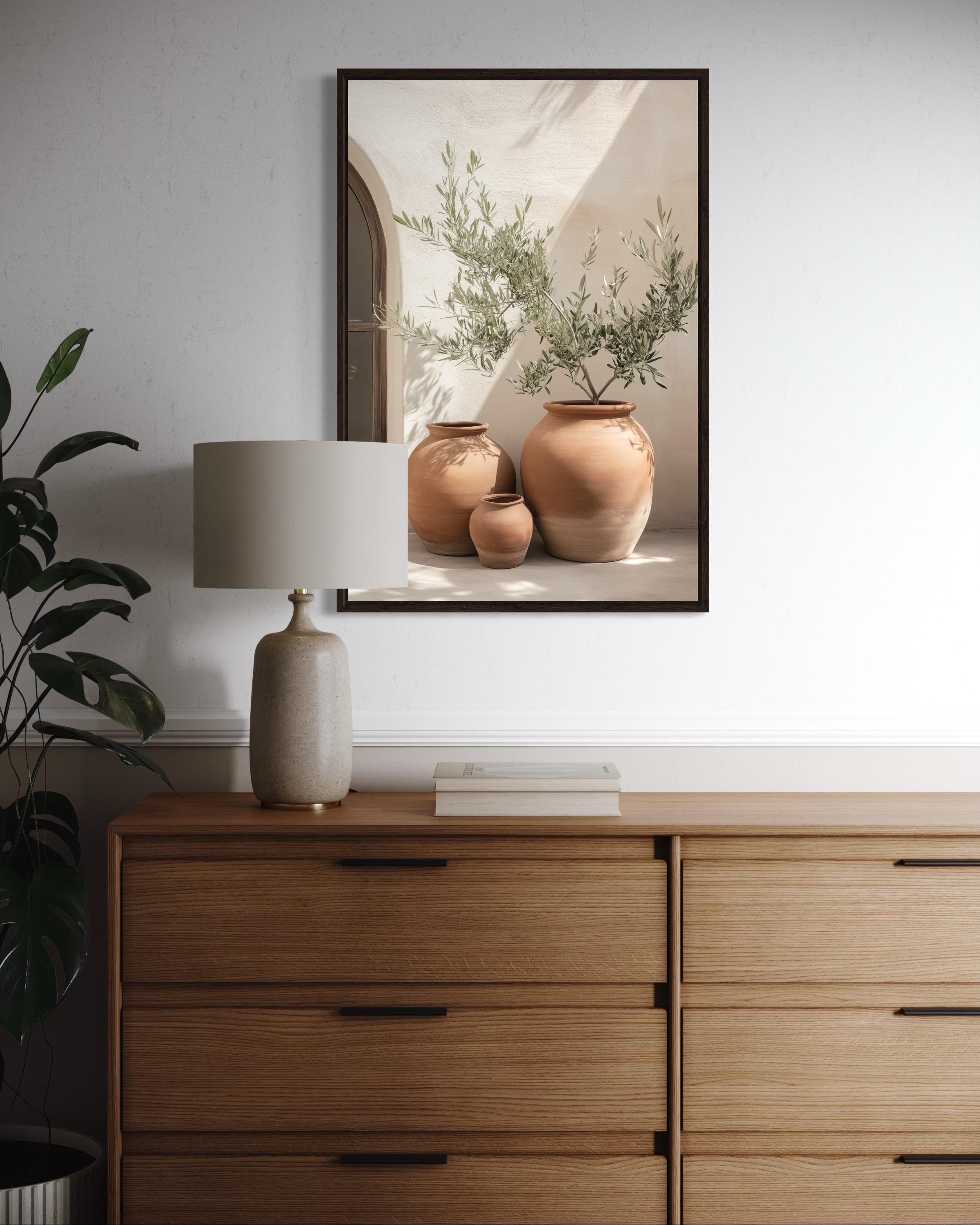 Mediterranean Pottery DIGITAL DOWNLOAD, Olive Tree Wall Art, Neutral ...