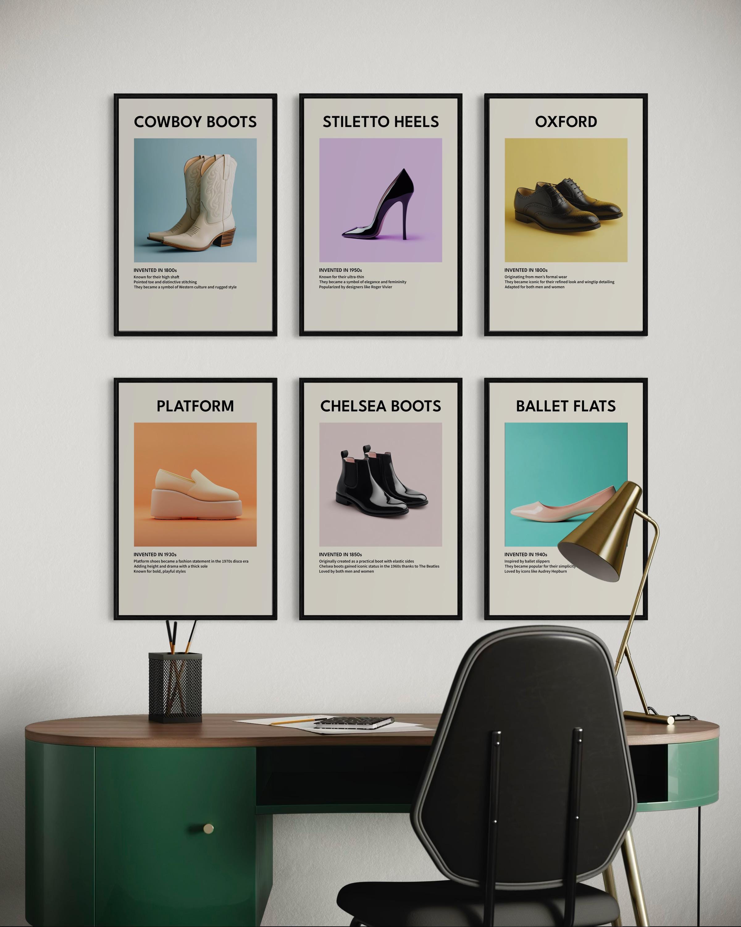 Shoe Style Posters, Digital Download, Fashion Footwear Wall Art, Modern ...