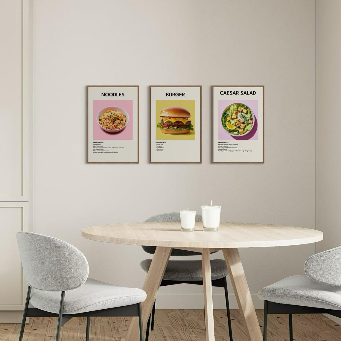 Food Prints Set: Modern Kitchen Wall Art, DIGITAL DOWNLOAD, AI ...