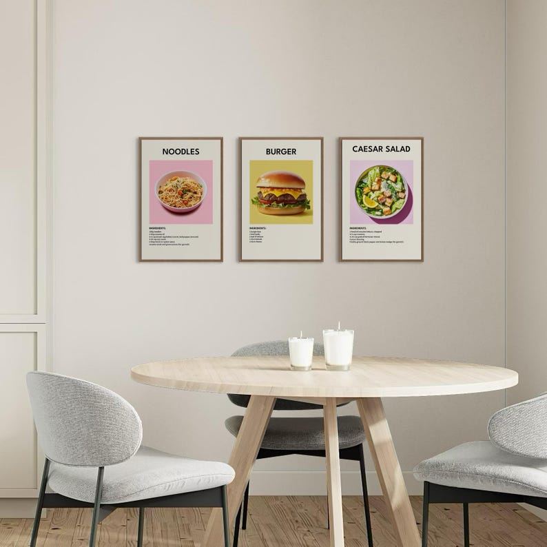 Food Prints Set: Modern Kitchen Wall Art, DIGITAL DOWNLOAD, AI ...