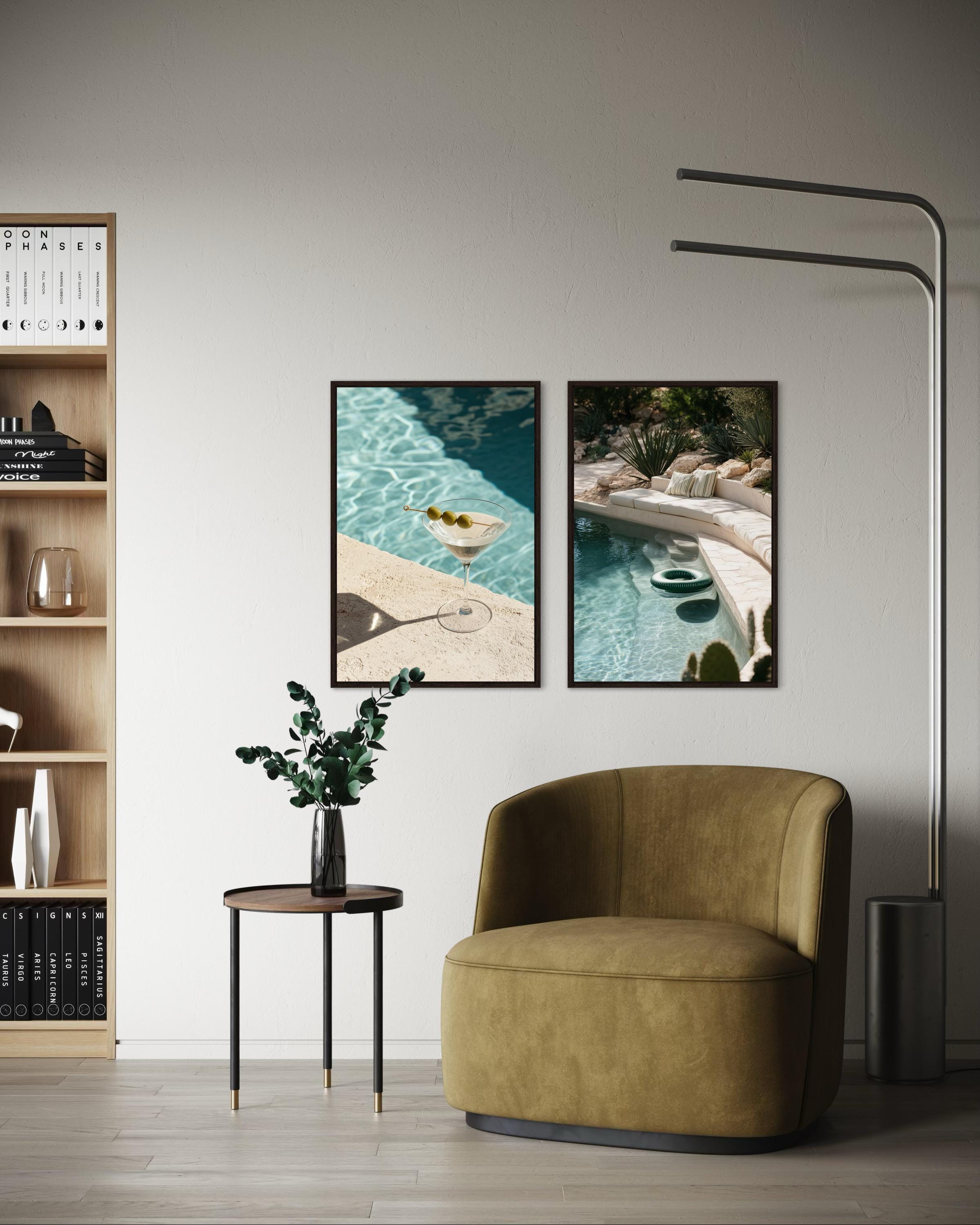 Luxury Poolside Wall Art Digital Download, Chic Martini Print, Elegant ...