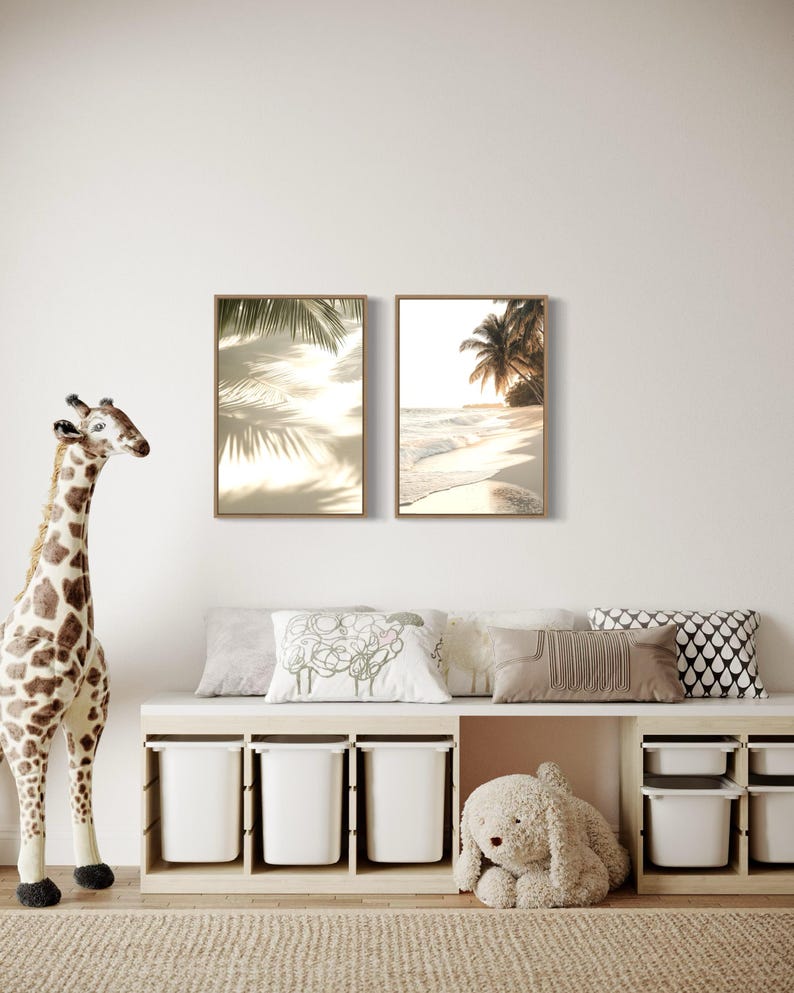 Palm Tree Beach Photography Print Set: Tropical Coastal Art (digital ...