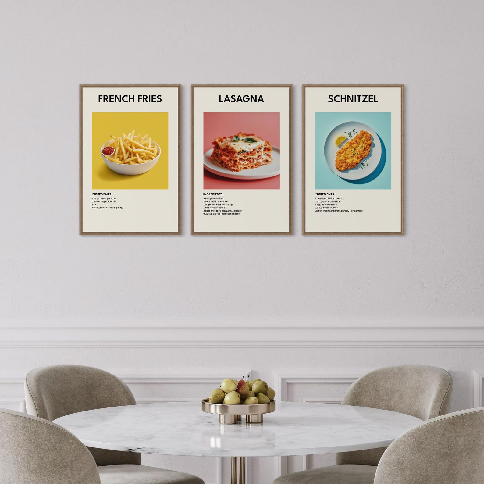 Food Prints Set: Modern Kitchen Wall Art, DIGITAL DOWNLOAD, AI ...