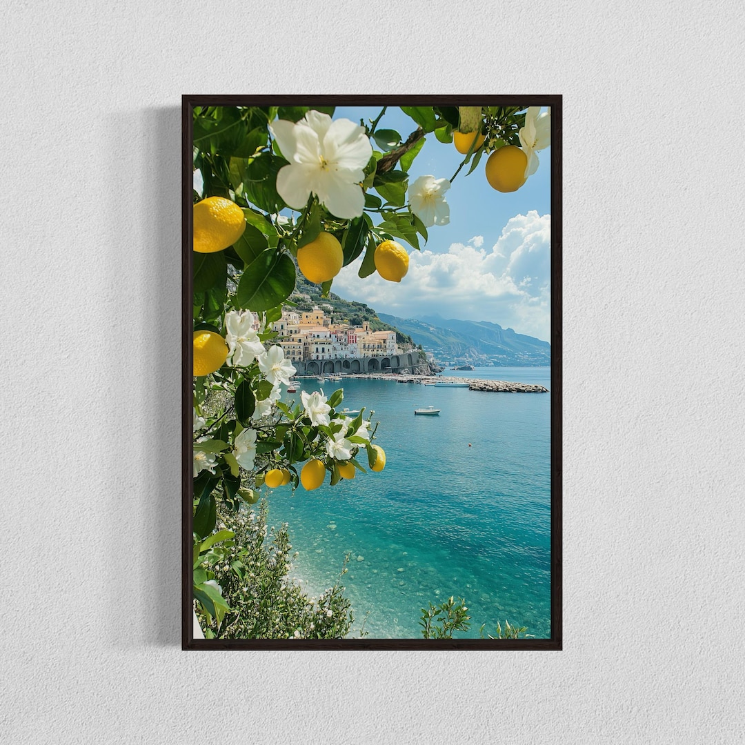 Amalfi Coast Print: Mediterranean Lemon Grove Coastal Art (digital ...