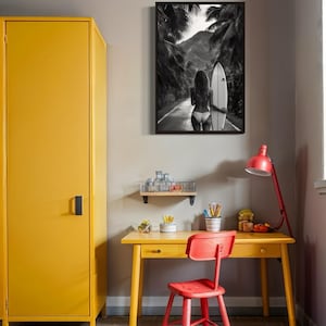 Surfer Girl Wall Art Print Beach Vibes Surfing Poster Ocean Decor ...