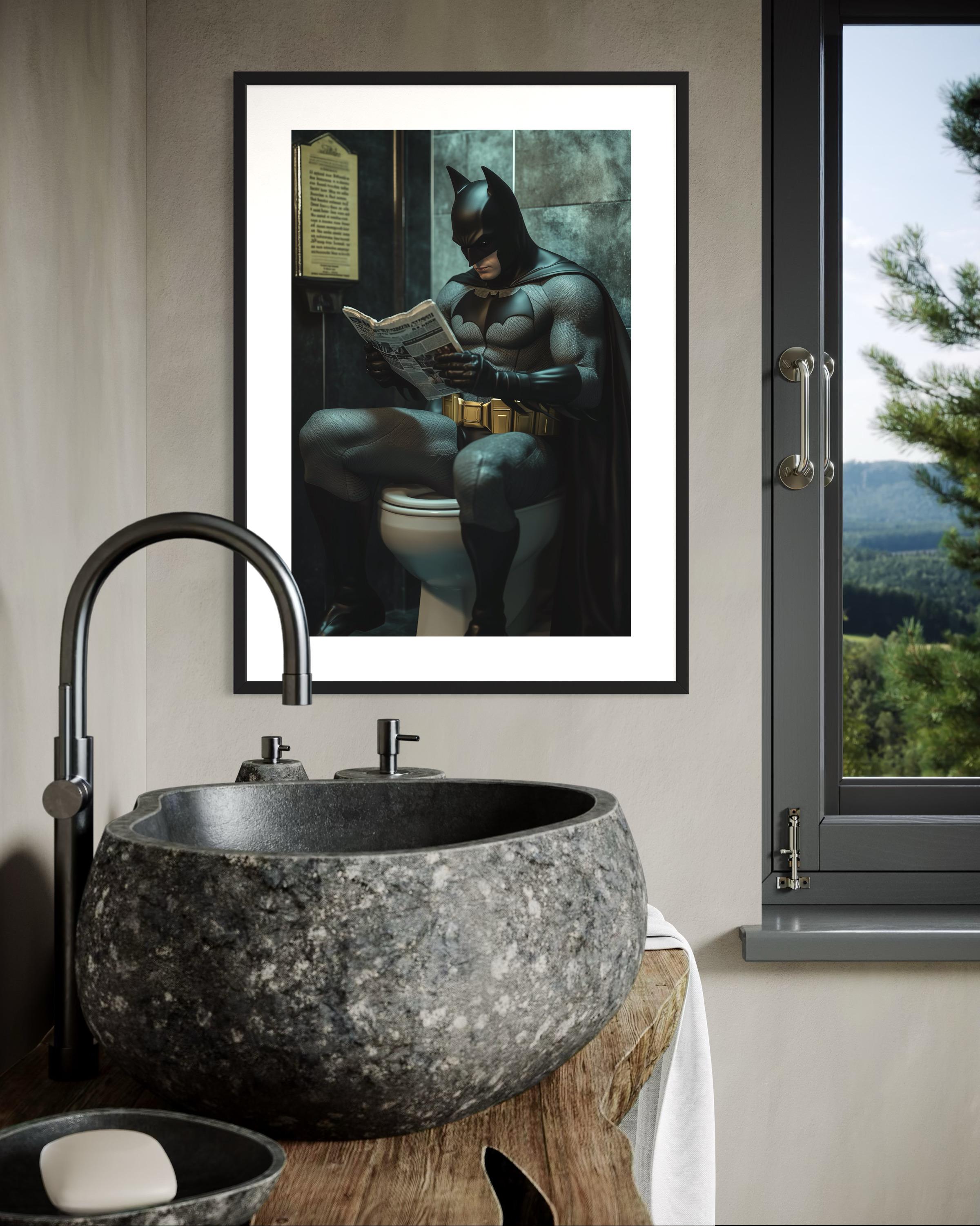 Funny Superhero Bathroom Wall Art, Digital Download, Superhero Toilet ...