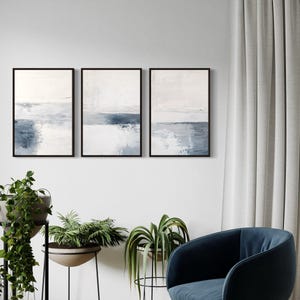 Set of 3 Minimalist Blue Abstract Prints ,modern Wall Art Digital ...