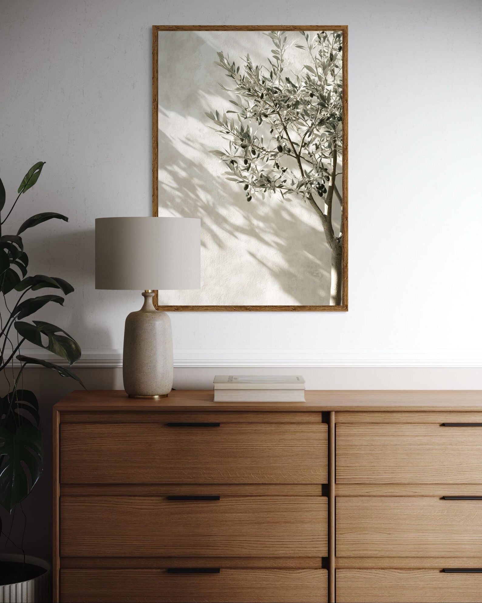 Olive Tree Shadow Print, Minimalist Mediterranean Art, Neutral Tree ...