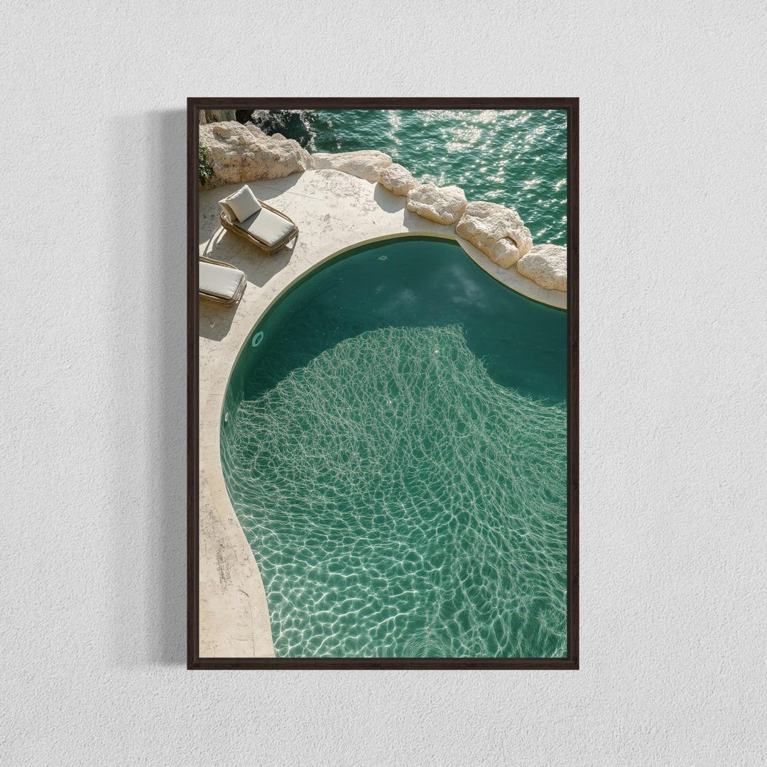 Luxury Pool Wall Art, Digital Download, Marble Pool Print, Coastal ...