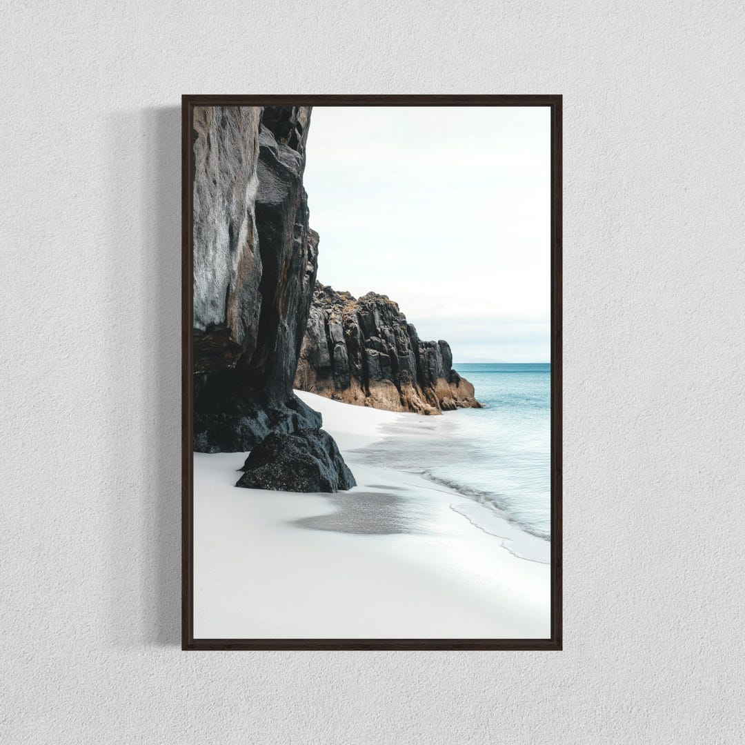 Rocks Beach Digital Art Print Coastal Wall Decor Ocean Landscape Art ...