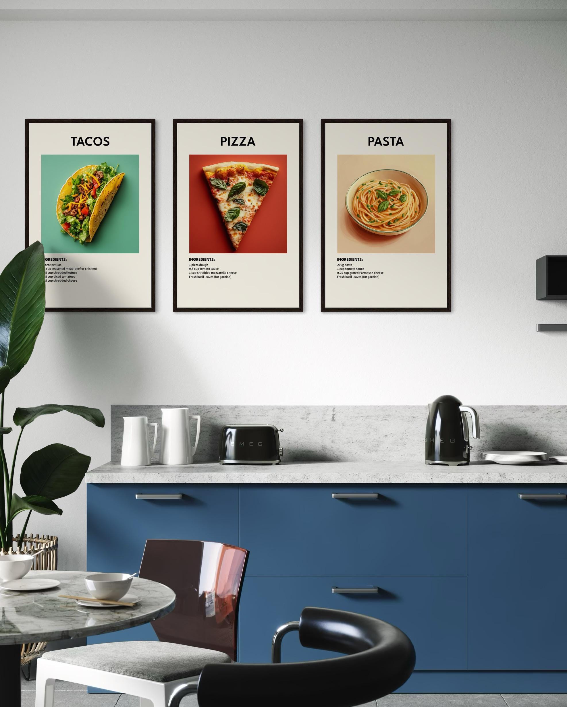 Food Prints Set: Modern Kitchen Wall Art, DIGITAL DOWNLOAD, AI ...