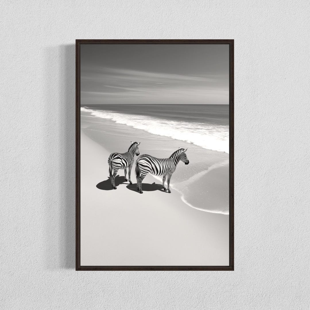Zebras on the Beach Wall Art Digital Download Coastal Print Fun Beach ...