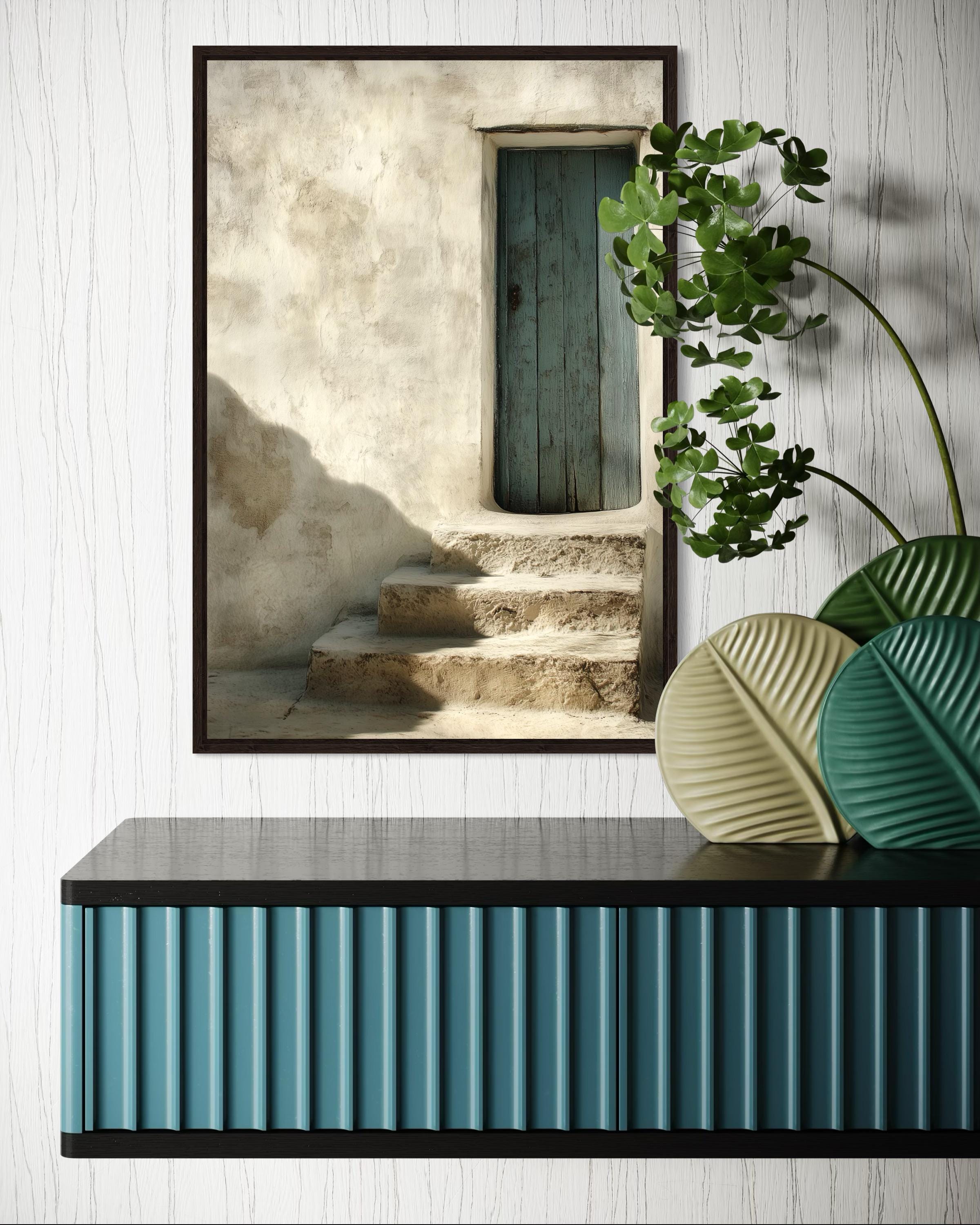 Rustic Blue Door Digital Download, Minimalist Mediterranean Wall Art ...