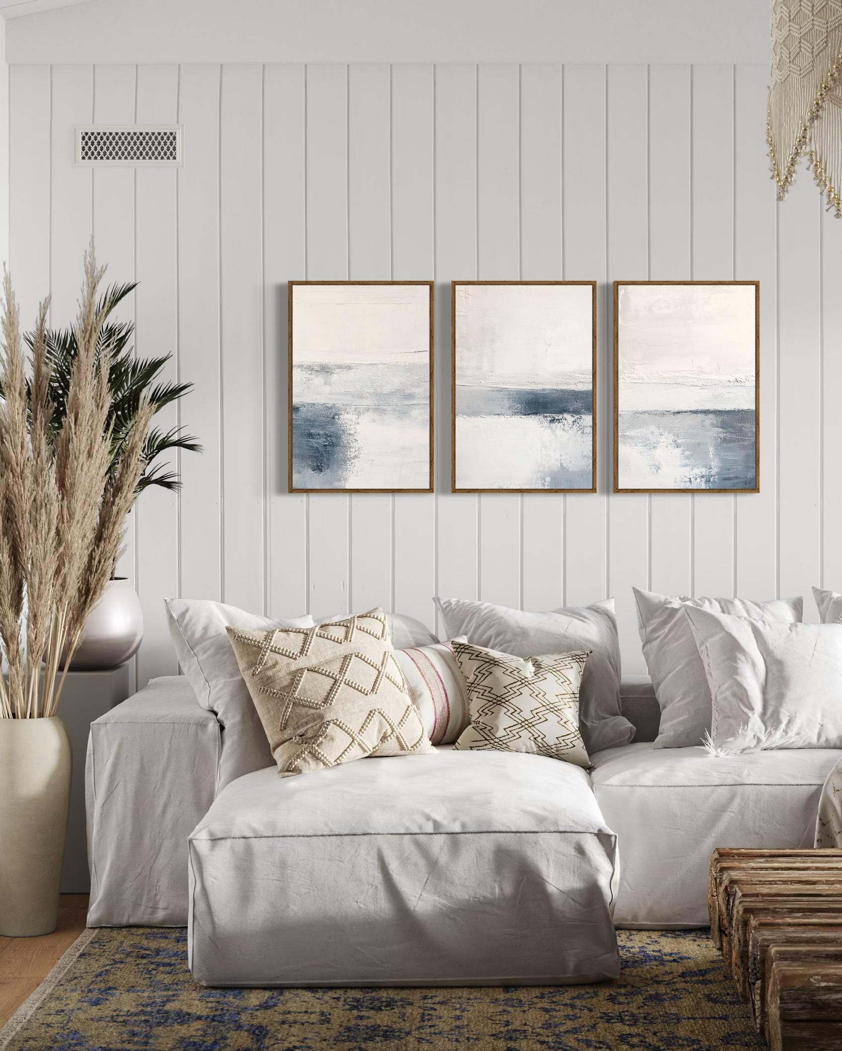 Set of 3 Minimalist Blue Abstract Prints ,modern Wall Art Digital ...