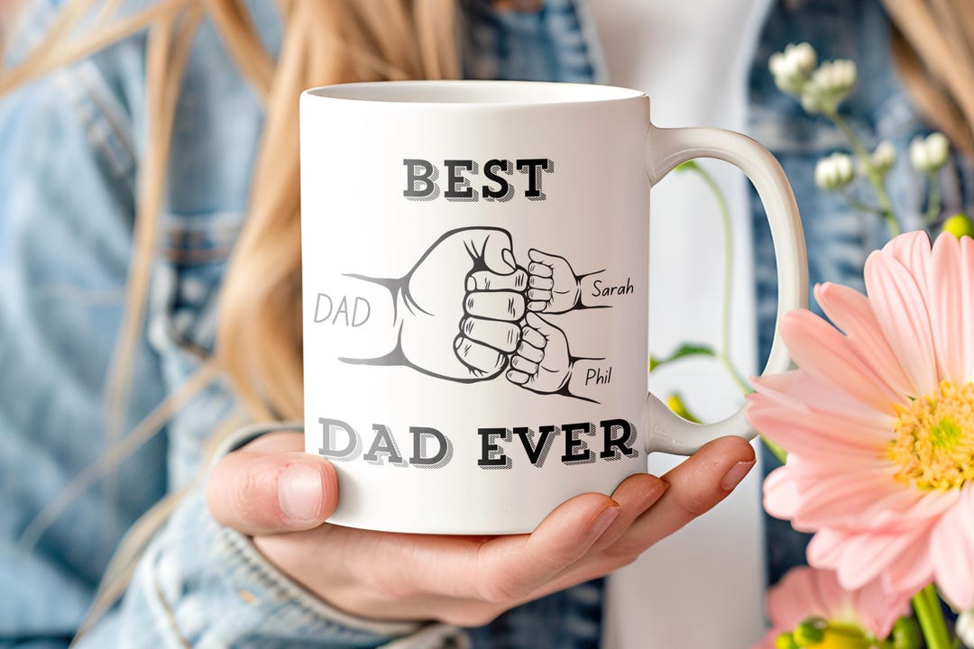 Dad Fist Bump Mug, Custom Best Dad Ever Gift, Father's Day Cup ...