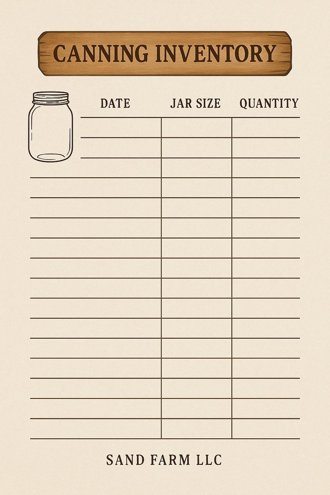Printable Canning Inventory Log | Rustic Food Storage Tracker ...