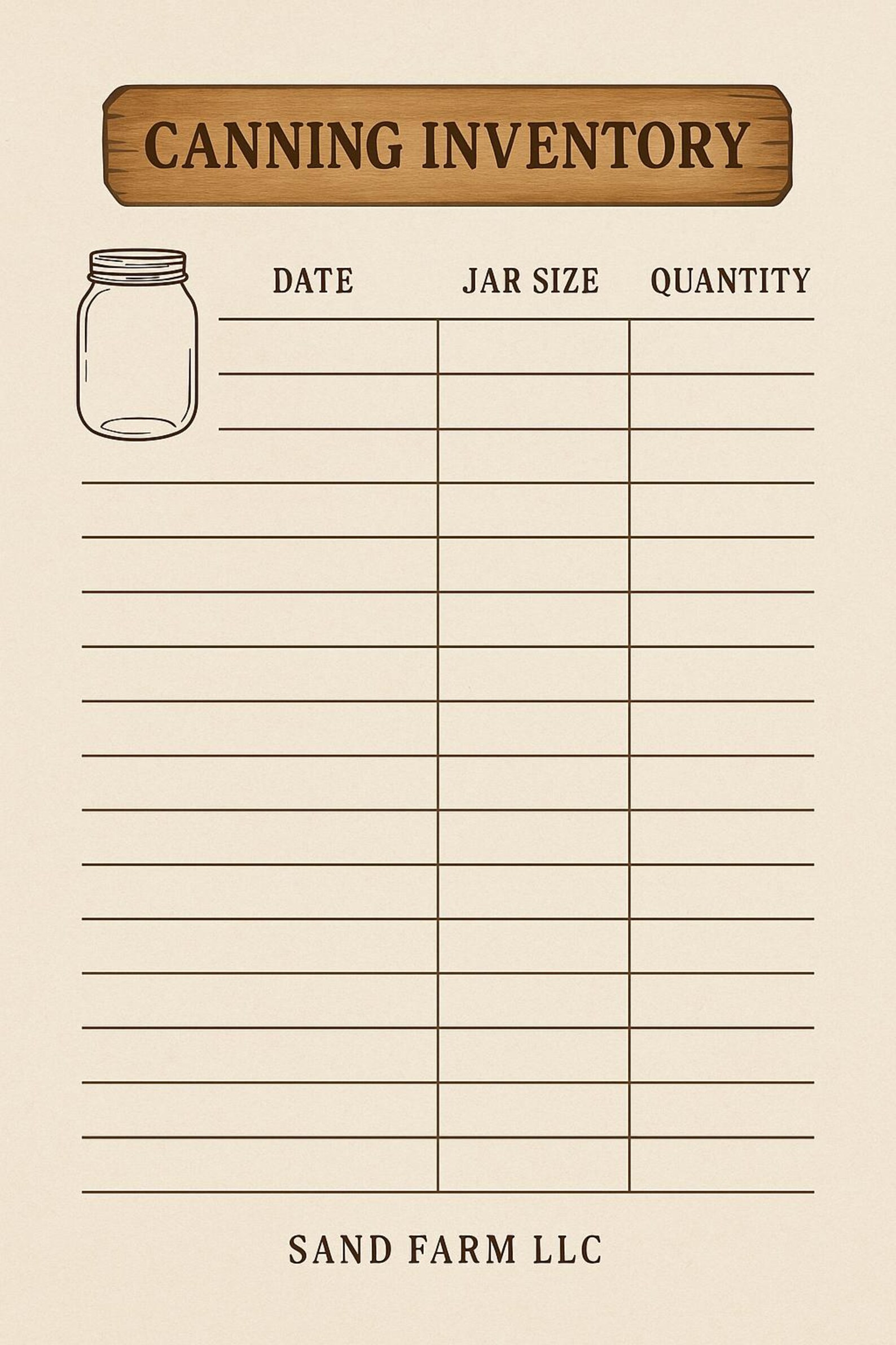 Printable Canning Inventory Log | Rustic Food Storage Tracker ...