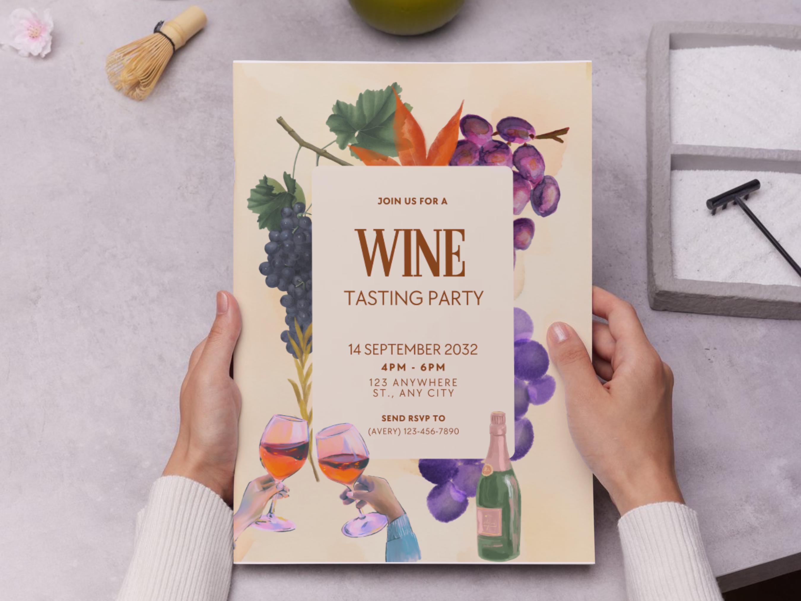 Editable Wine Tasting Invitation Canva Template Instant Download, Wine ...