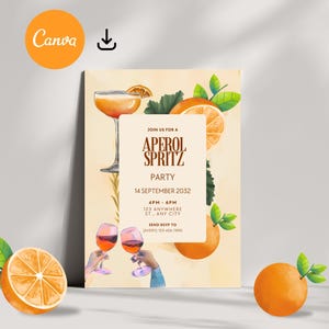 Editable Aperol Spritz Invitation - Canva Template | Instant Download ...