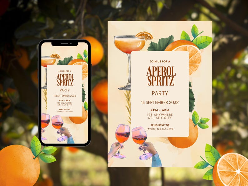 Editable Aperol Spritz Invitation Canva Template Instant Download ...