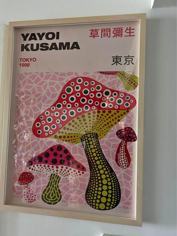Yayoi Kusama Mushroom Print Artwork With Frame Home Decor, Picture ...