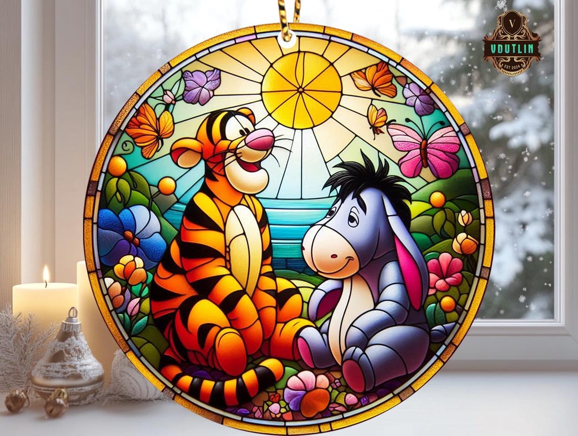 Eeyore and Tigger Ceramic Ornament, Movie Stained Glass Christmas ...