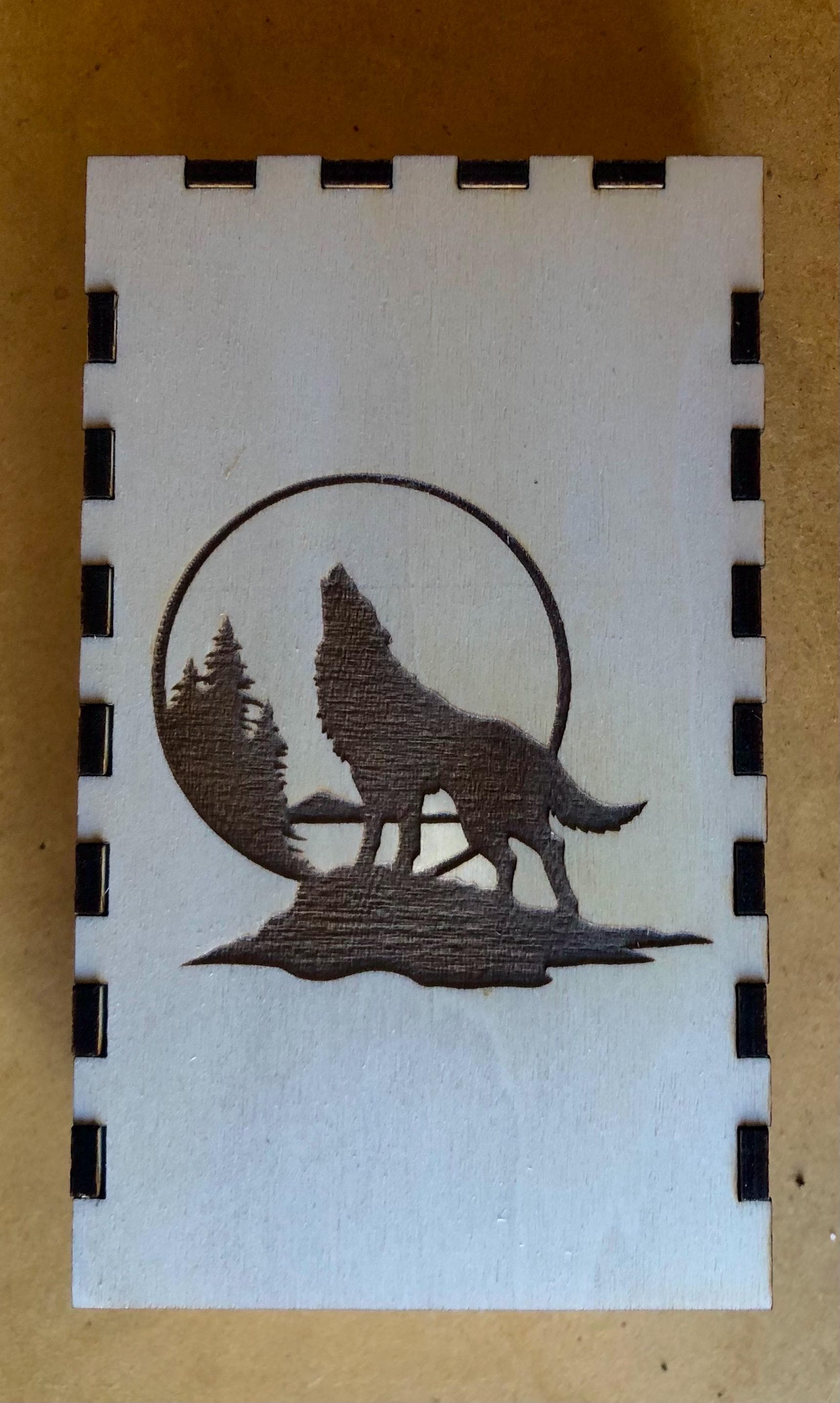 Laser Engraving Howling Wolf Art Wood Box Wooden Custom - Etsy