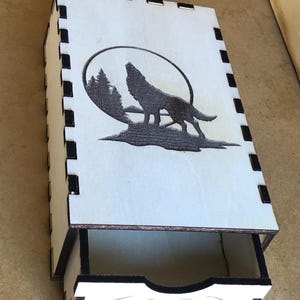 Laser Engraving Howling Wolf Art Wood Box Wooden Custom - Etsy
