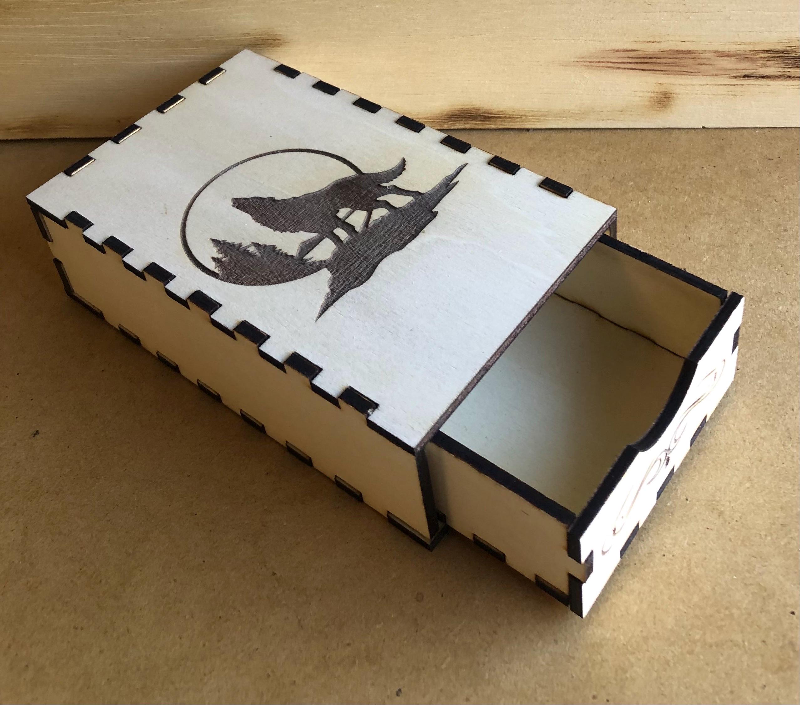 Laser Engraving Howling Wolf Art Wood Box Wooden Custom - Etsy