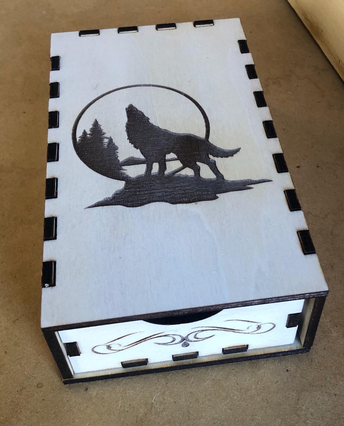Laser Engraving Howling Wolf Art Wood Box Wooden Custom - Etsy