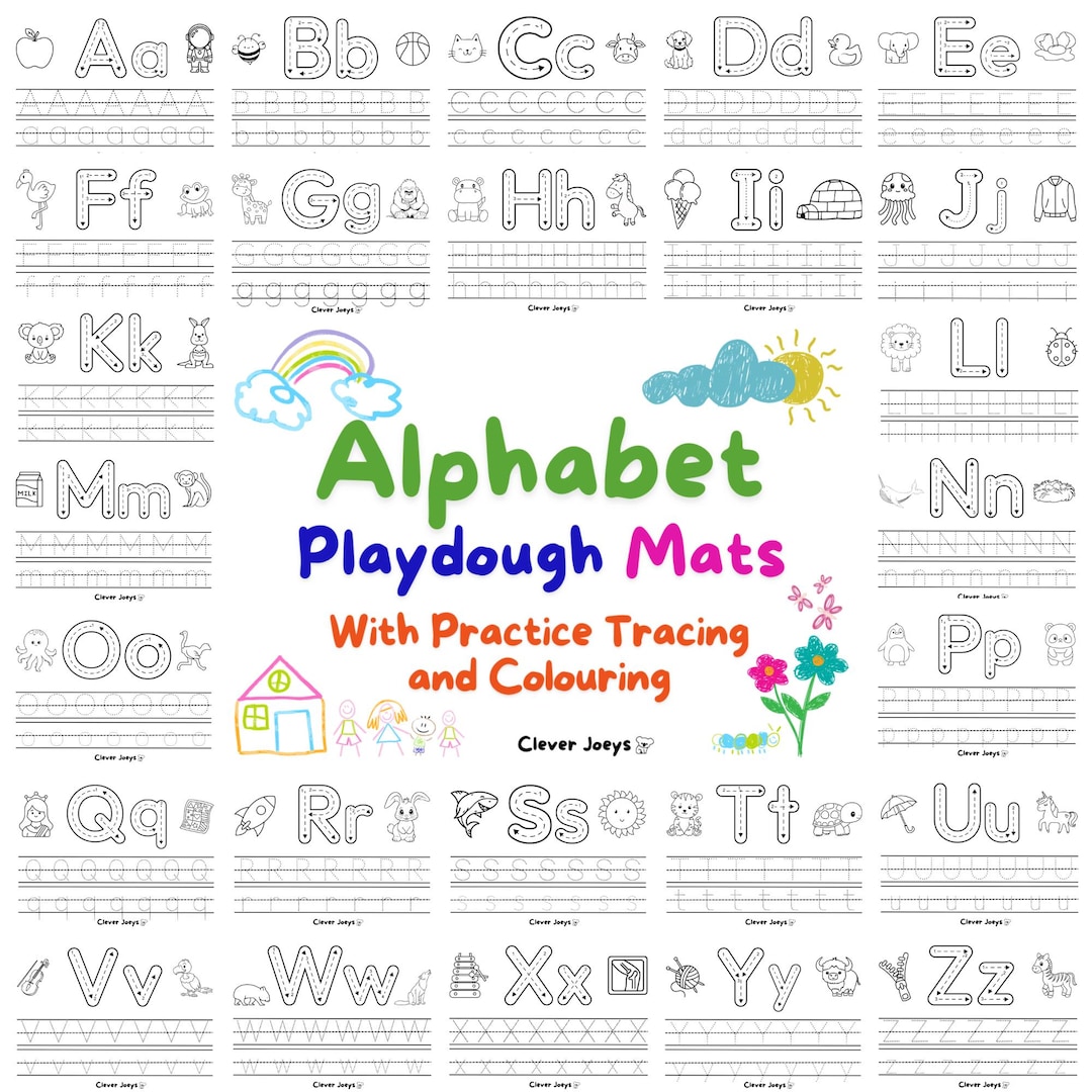 Alphabet Playdough Mat With Letter Tracing & Colouring | Printable ...