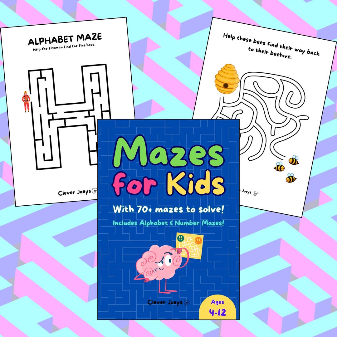 Printable Mazes for Kids: 70+ Fun Challenges, Ages 4-12 (digital ...