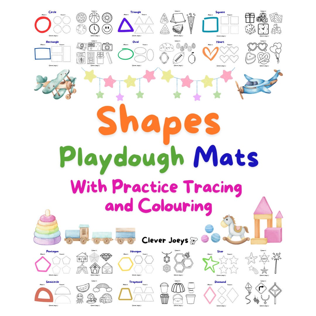 Shapes Playdough Mats With Tracing Lines & Colouring | Printable ...