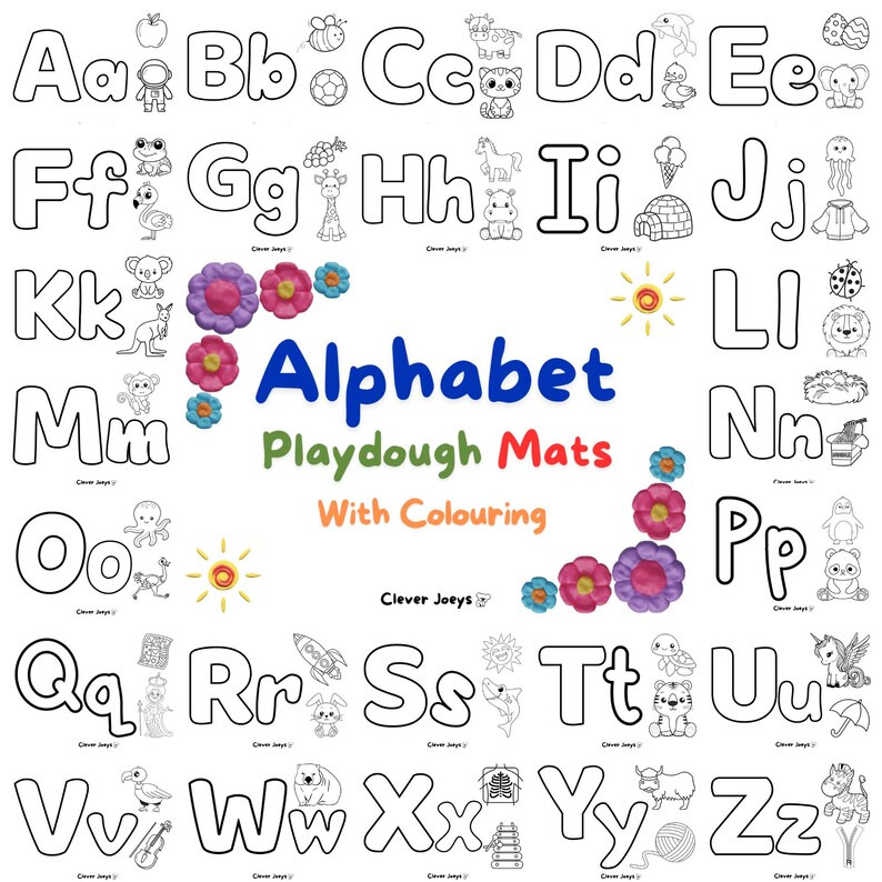 Alphabet Playdough Mats With Colouring | Printable Alphabet Playdough ...