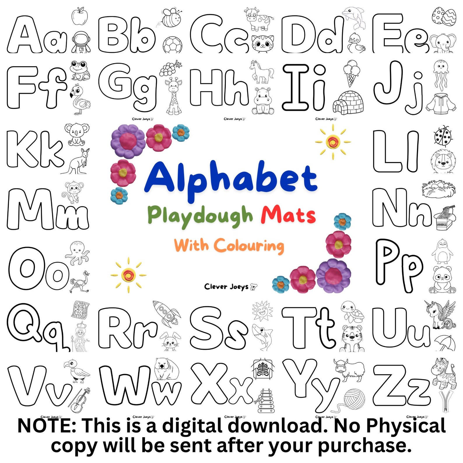 Alphabet Playdough Mats With Colouring | Printable Alphabet Playdough ...