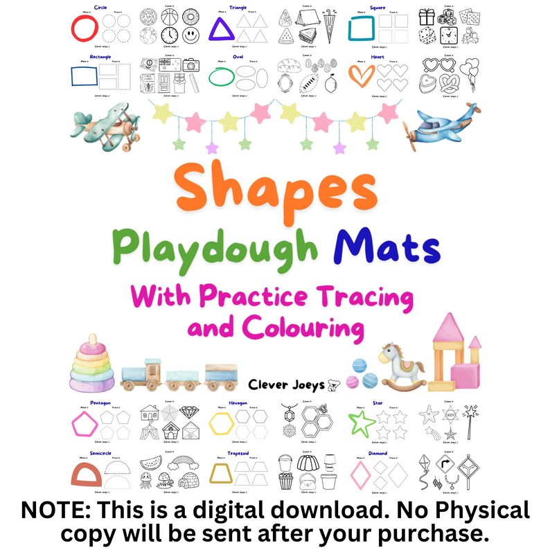 Shapes Playdough Mats With Tracing Lines & Colouring | Printable ...