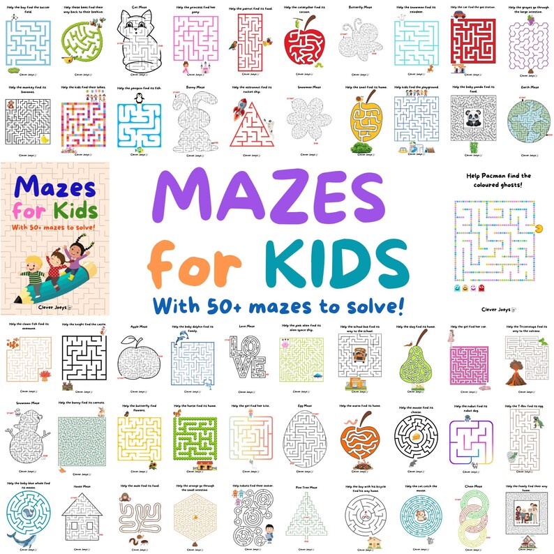 Printable Mazes for Kids 50 Fun Mazes to Solve Ready to Print Maze ...