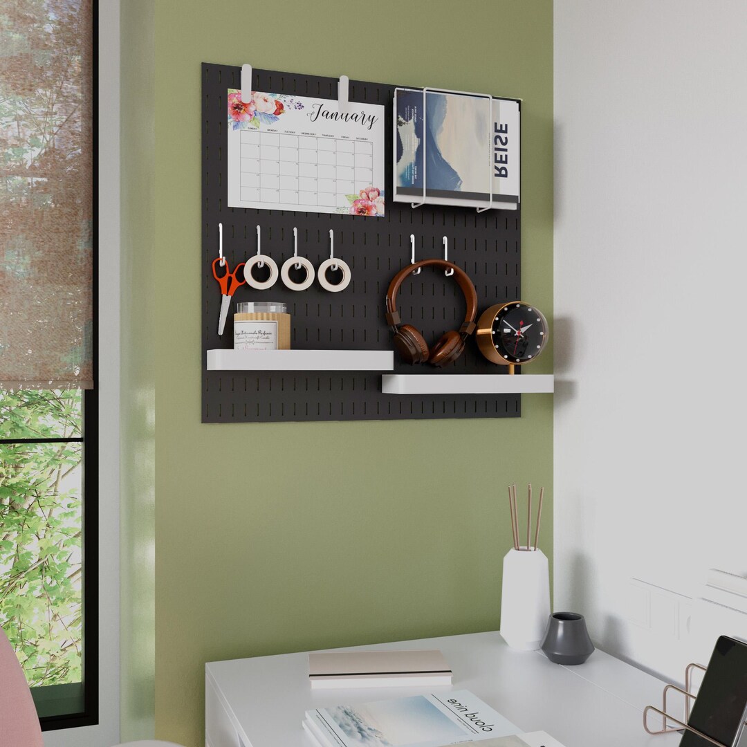 Metal Pegboard Organizer, Home Office and Craft Room Storage Solution ...