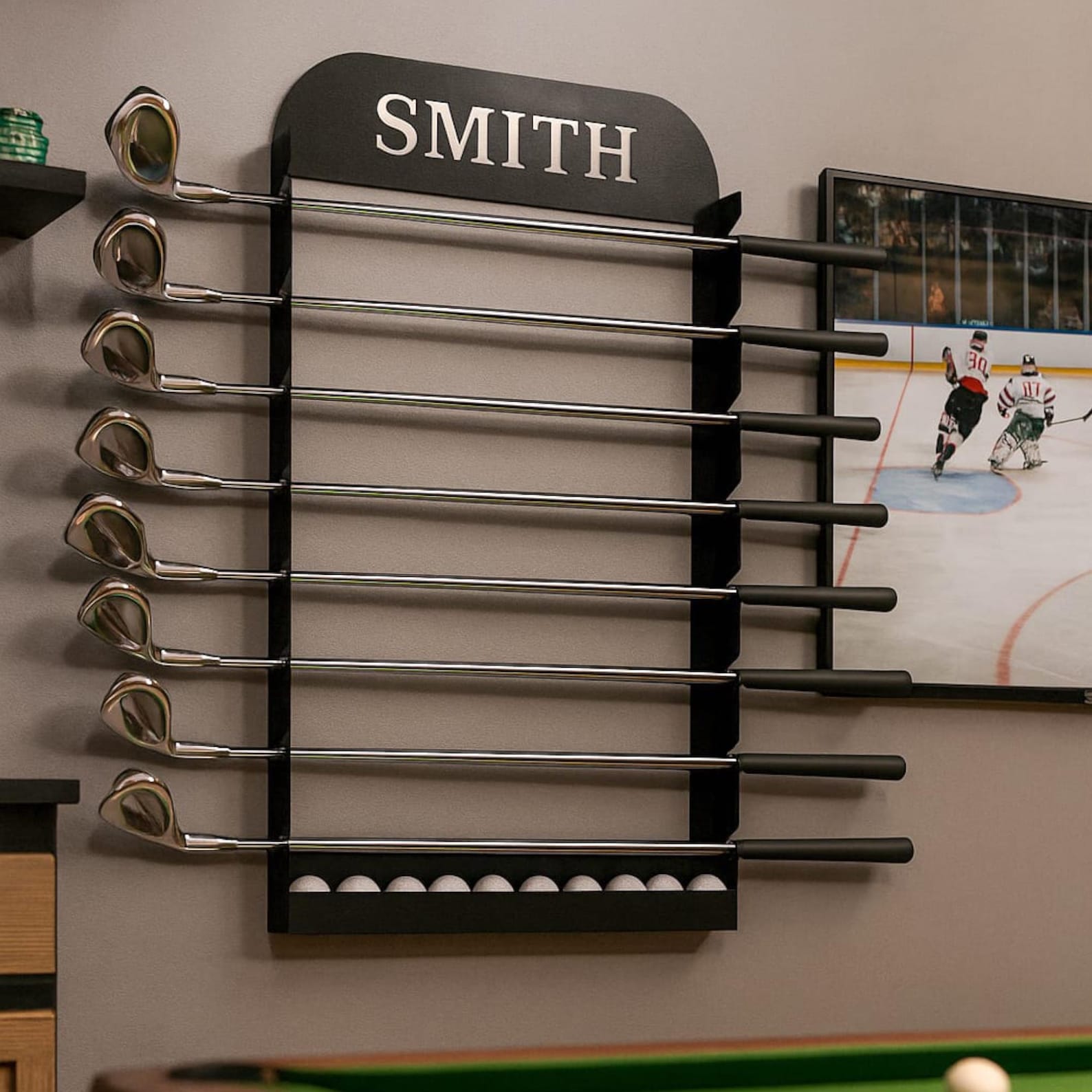 Personalized Golf Club Wall Rack, Metal Storage Organizer for Golf ...