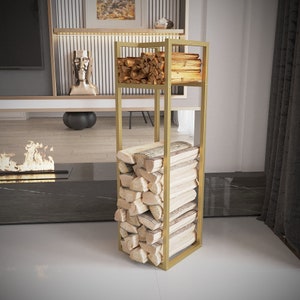 Modern Metal Firewood Rack: Vertical Log Storage for Living Room - Etsy