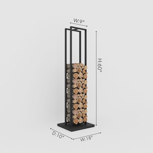 Modern Metal Log Holder, Tall Freestanding Indoor Firewood Rack for ...