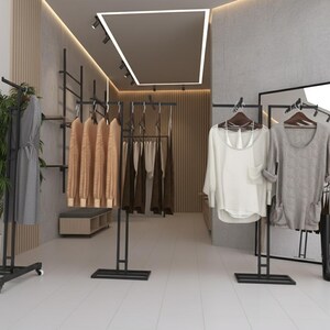 Modern Metal Clothing Rack, Freestanding Garment Display Stand - Etsy